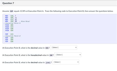 Solved Assume Equals 1C3Fh At Execution Point A Trace The Chegg