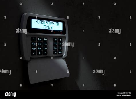 A 3d Render Of A Home Security Keypad Access Panel With Buttons And An Illuminated Screen