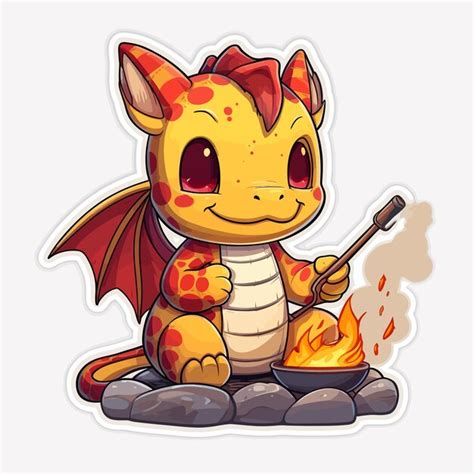Lindo Dragón Chibi Vector Premium