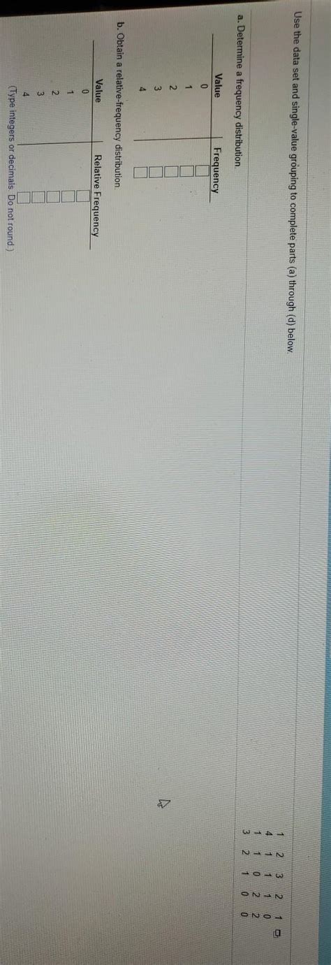 Solved Use The Data Set And Single Value Grouping To Chegg