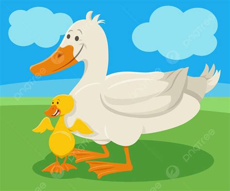 快樂的農場鴨卡通及其可愛的小鴨同伴 向量 婴儿 快乐的 母亲向量圖案素材免費下載，png，eps和ai素材下載 Pngtree