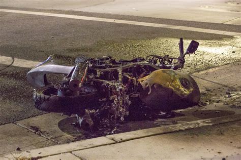 Video Motorcyclist Miraculously Survives Fiery Crash On Highway 395 In