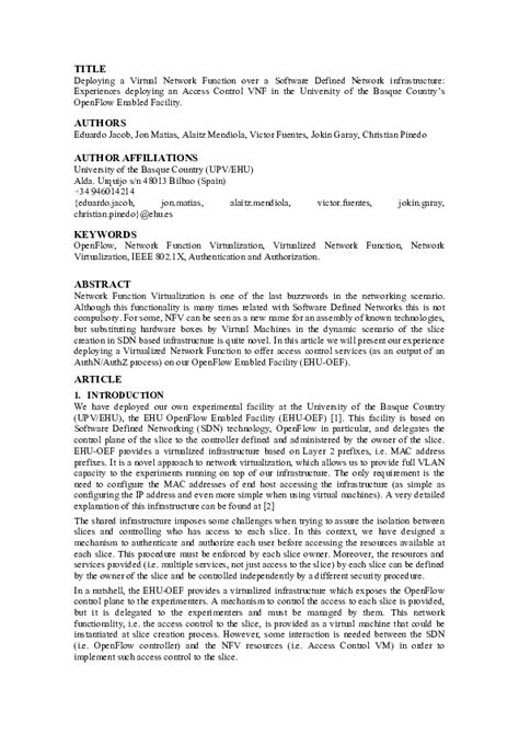 Pdf Deploying A Virtual Network Function Over A Software Defined