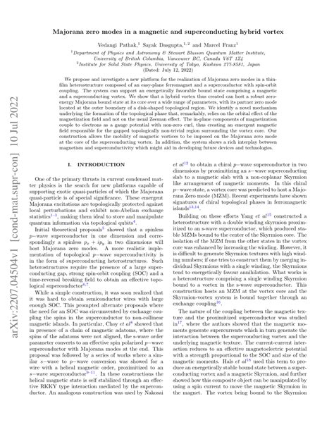 Pdf Majorana Zero Modes In A Magnetic And Superconducting Hybrid Vortex
