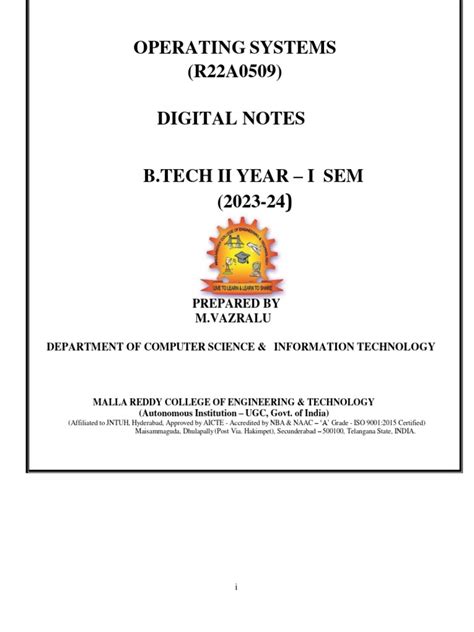Csit R22 Operating Systems Pdf Operating System Process Computing