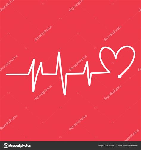 Heartbeat Line Cardio Minimal Style Icon Symbol Drawn Hand Stock Vector
