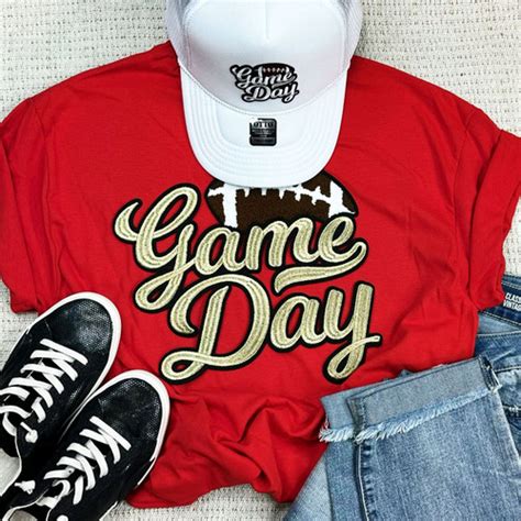Metallic Gold Game Day Chenille Embroidered Patch Everyday Tee