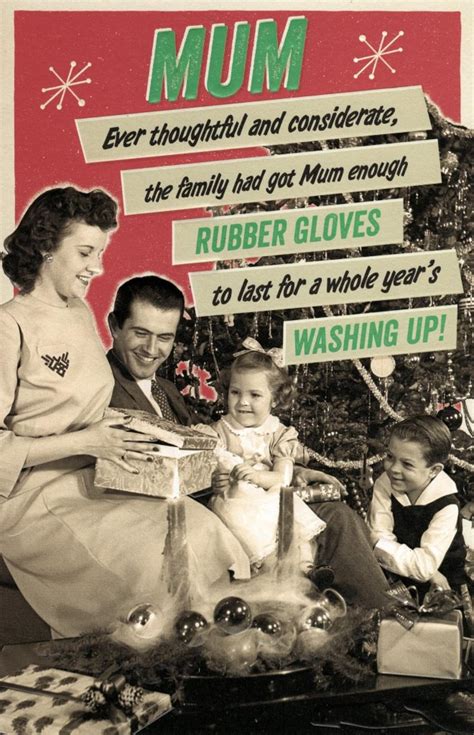 Mum Washing Up Retro Humour Christmas Greeting Card Cards Love Kates