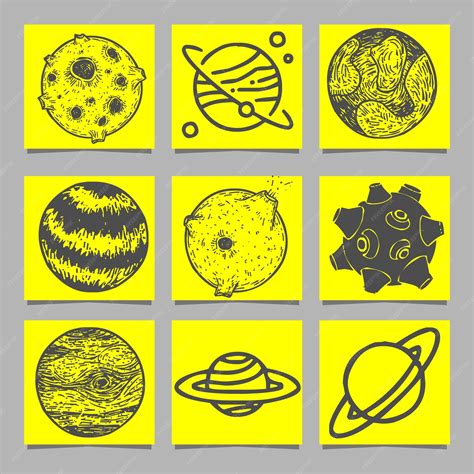 Premium Vector Set Of Space Objects Planets Stars Hand Drawn Vector