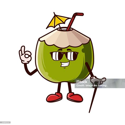 눈 유리와 Ok 손 제스처귀여운 코코넛 캐릭터 과일 문자 아이콘 개념 격리 플랫 만화 스타일 프리미엄 벡터 볼테르 인조에 대한 스톡 벡터 아트 및 기타 이미지 Istock
