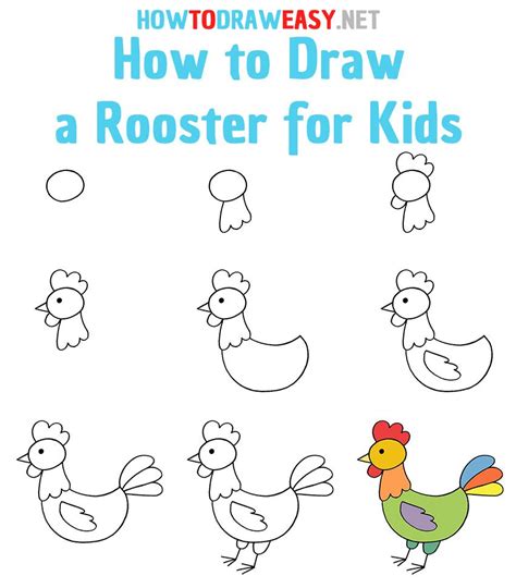 How To Draw A Rooster Step By Step Easy Doodles Drawings Simple