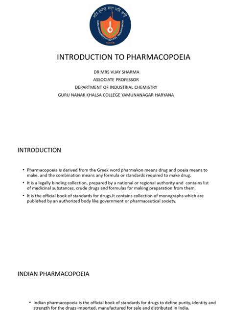 Introduction To Pharmacopoeia Pdf