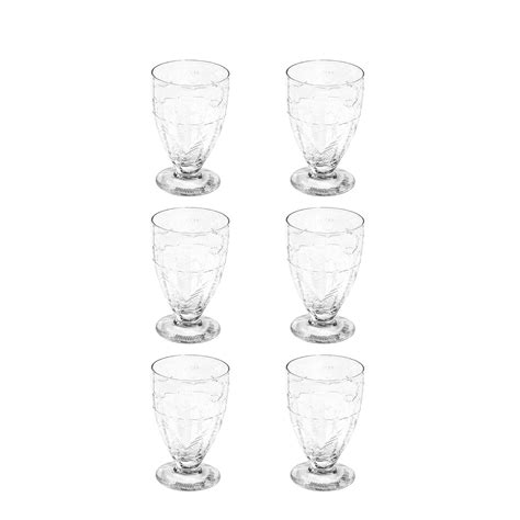 Set Of 6 Fine Art Deco Cut Crystal Water Glasses With Foliate Motifs