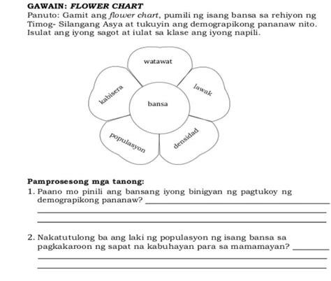 GAWAIN FLOWER CHART Panuto Gamit Ang Flower StudyX
