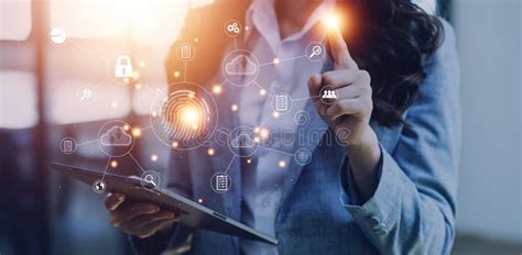 Businessmen Fingerprint Scanning And Biometric Authentication