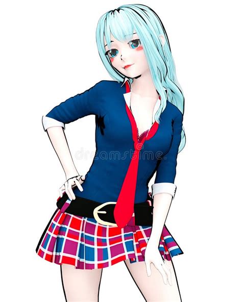 3d Japanese Anime Schoolgirl Stock Illustration Illustration Of