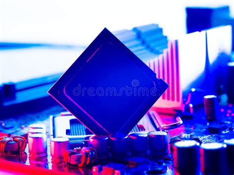 Modern Pc Processor Printed Circuit Board And Motherboard Inside The