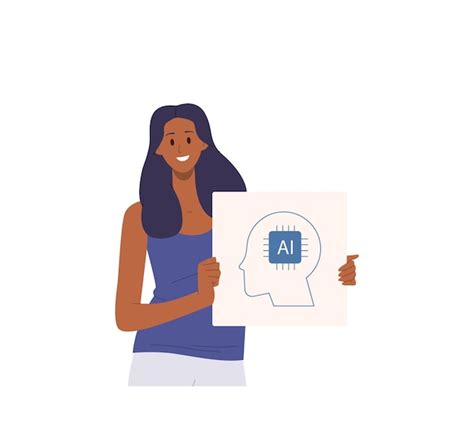 Premium Vector Successful Woman Web Developer Cartoon Character Presenting Futuristic Ai