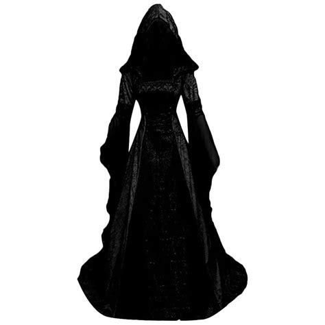 Womens Gothic Dress With Hood Medieval Costume Corset Renaissance Dre