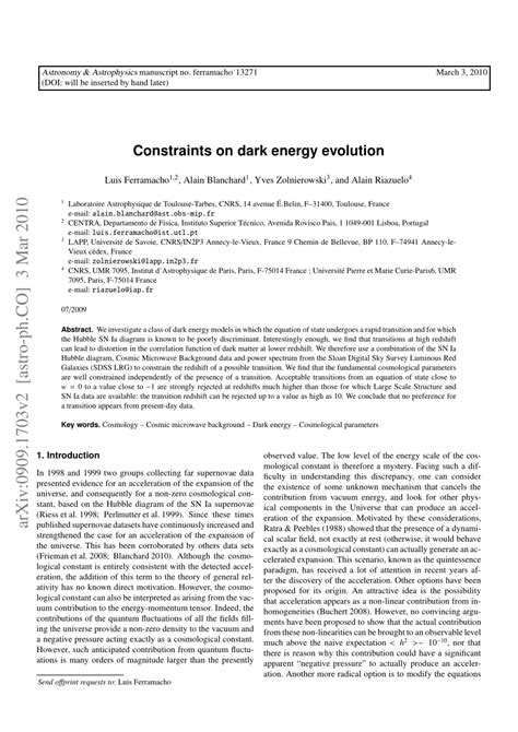 Pdf Constraints On Dark Energy Evolution