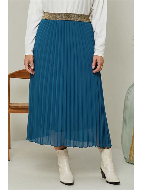 Curvy Lady Plisseerock In Blau Günstig Kaufen Limango