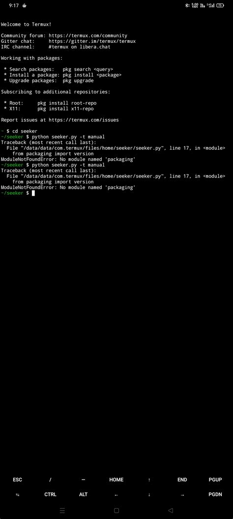 No Madule Named Packaging Error Issue Thewhiteh T Seeker Github
