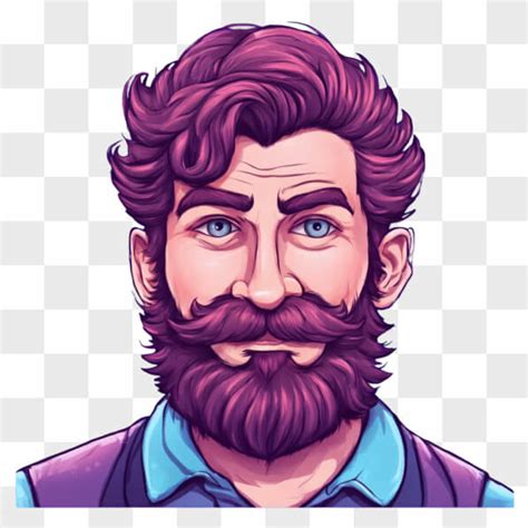 Download Stylized Portrait Of A Man With Purple Hair And Beard Cartoons