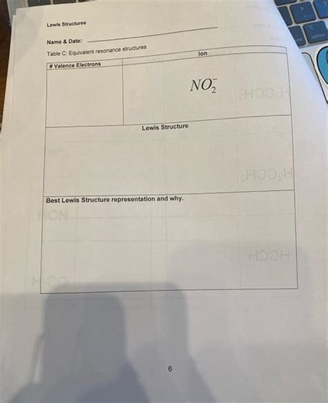 Solved Lewis Structures Name Date Table C Equivalent Chegg Com
