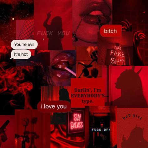 A Collage Of Red Images With Words And Pictures On Them That Read Youre Evil Its Not Damn I