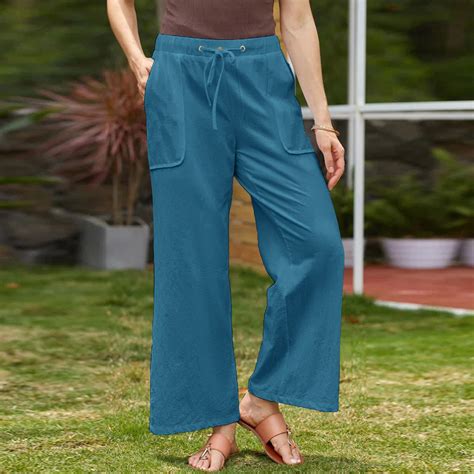 Audhol Sweatpants Women Womens Casual Solid Color Loose Pockets Elastic