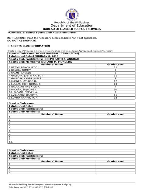 form ssc 2 school sports club attachment form v1 pdf ball games