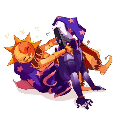 Cute Cartoon Character Holding Onto Another Character