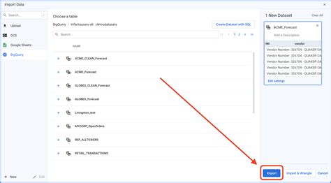 import a bigquery table
