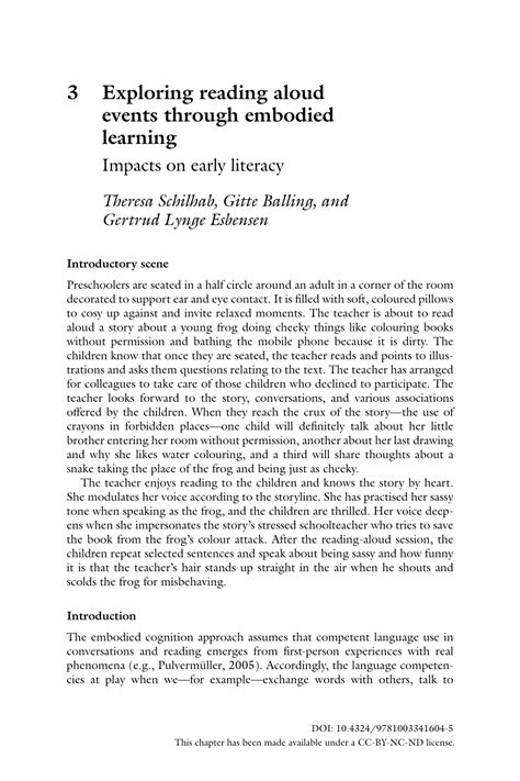 Pdf Exploring Reading Aloud Events Through Embodied Learning