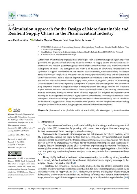 Pdf A Simulation Approach For The Design Of More Sustainable And Resilient Supply Chains In