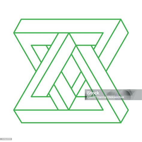 착시 불가능한 모양 신성한 기하학 그림입니다 추상 영원한 기하학적 개체입니다 로고 불가능한 끝없는 개요 광학 예술 흰색 배경에