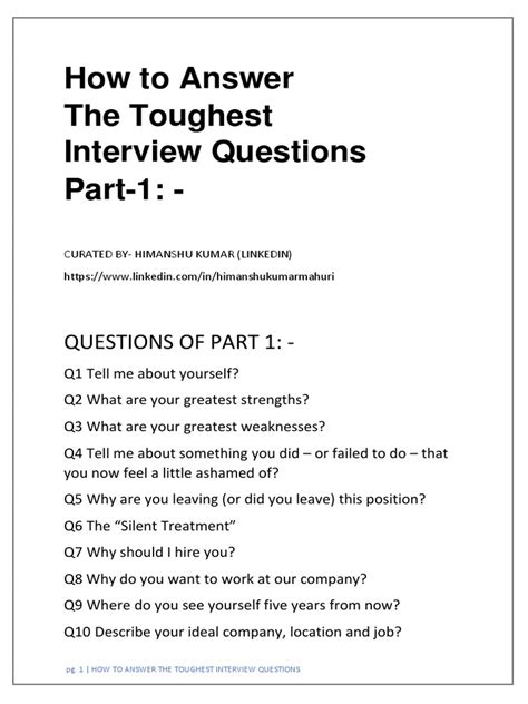 Toughest Interview Questions Pdf