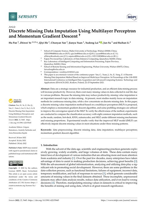 Pdf Discrete Missing Data Imputation Using Multilayer Perceptron And Momentum Gradient Descent