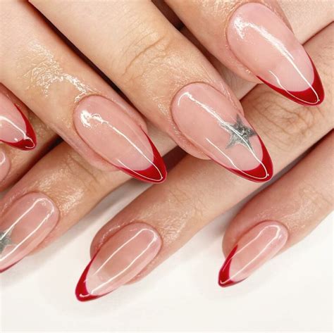33 Chic Red French Tip Almond Nails For This Season Nail Designs Daily