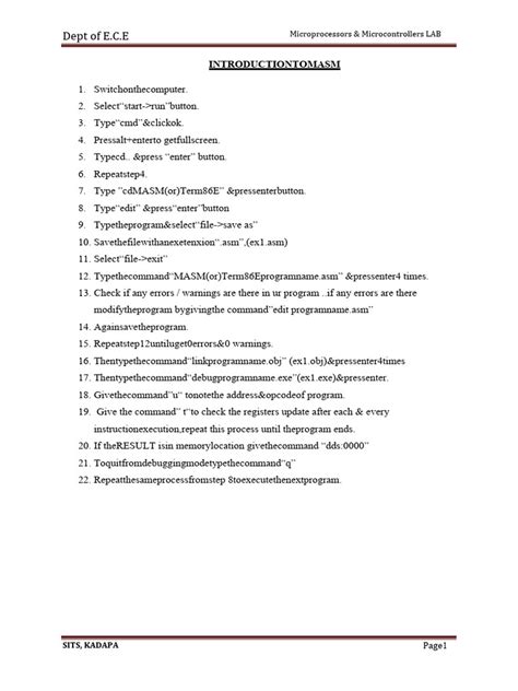 R20 Mpandmc Lab Manual Pdf Assembly Language Microcontroller