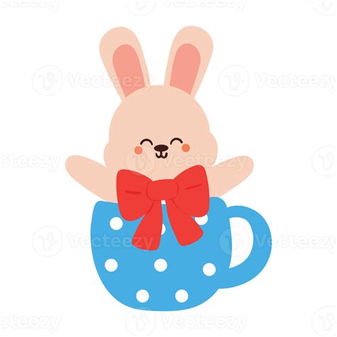Hand Drawing Cartoon Bunny Inside A Cup 35148244 Png