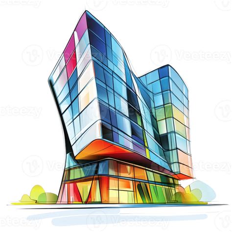 Modern Colorful Glass Building Architectural Design 55329737 Png