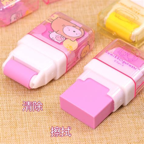 卡通墙角落里的生物橡皮擦可爱创意滚轮环保橡皮小学生文具用品虎窝淘