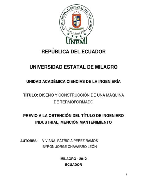 Diseño Y Construcción De Una Máquina De Termoformado Pdf Pdf El