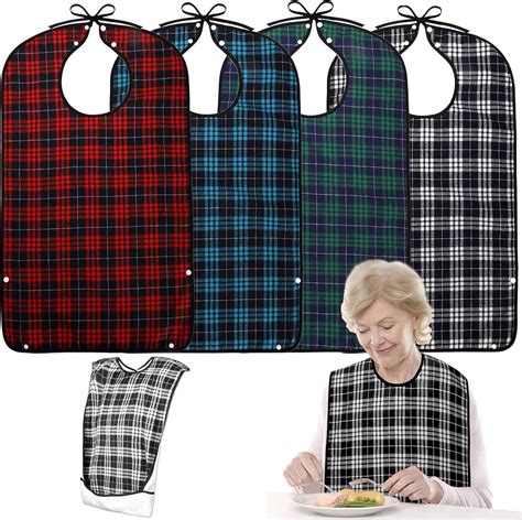 Bekith 4 Pack Adult Bibs For Eating Waterproof Clothing Protector With