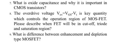 Solved 7 What Is Oxide Capacitance And Why It Is Important