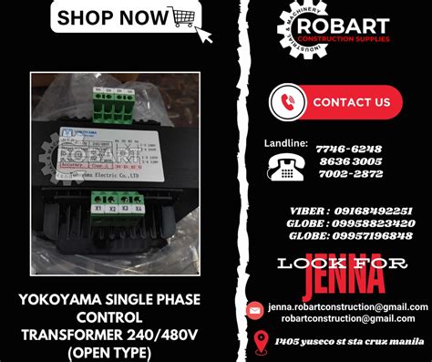 Yokoyama Single Phase Control Transformer 240480v Open Type Capacity