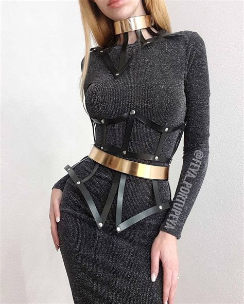 Luxury Set Of Leather Choker And Corset Basque Belt Women Party Dress