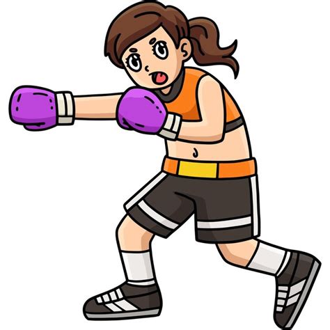 권투 여자 권투 선수 권투 만화 클리파트 프리미엄 벡터