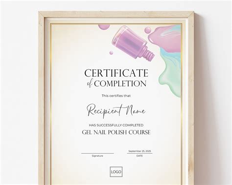 Gel Nail Polish Certificate Of Completion Nails Certificate Template